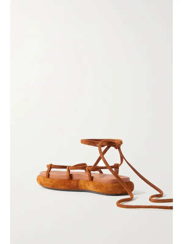 Khaite Alba Suede Lace-up Sandals