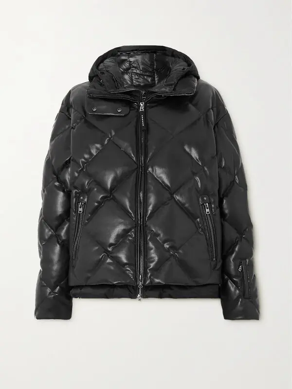 Bogner Lissi-d Hooded Quilted Faux Leather And Shell Jacket - Black