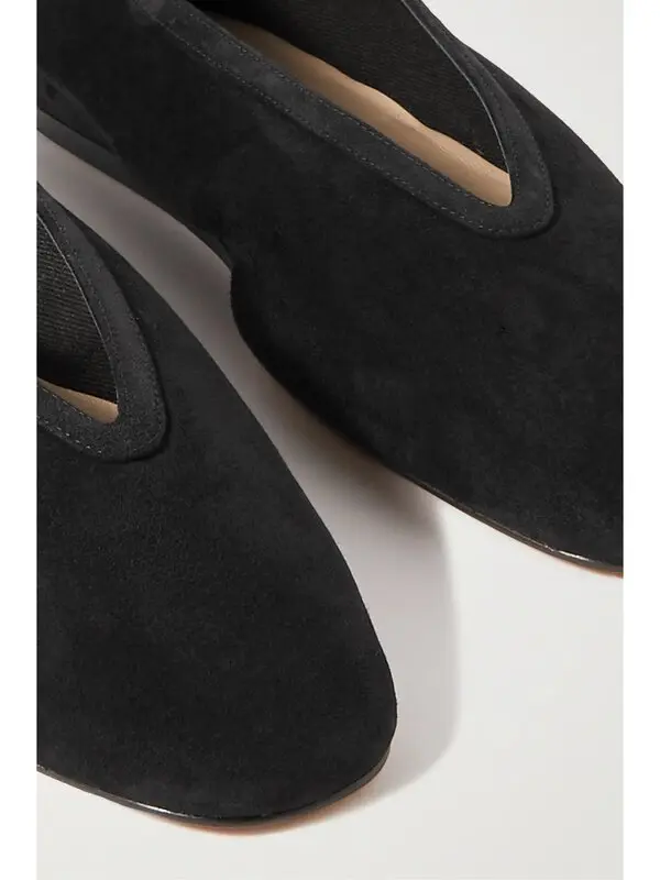 Le Monde Beryl Luna Suede Pointed Toe Ballet Flats - Black