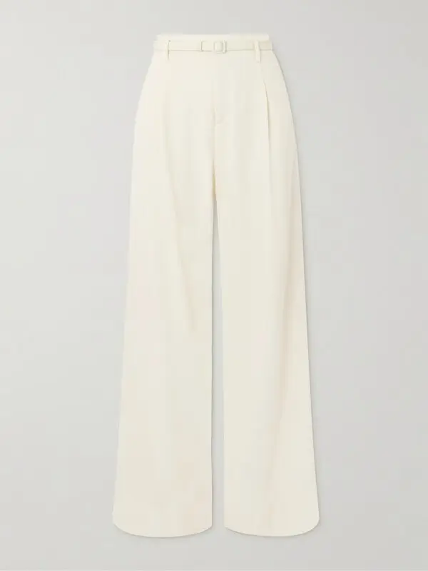 Ralph Lauren Belted Pleated Linen Wide-leg Trousers - Neutrals