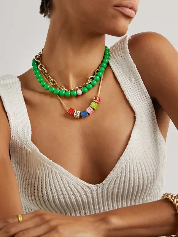 Lauren Rubinski 14-karat White Gold, Enamel And Diamond Necklace