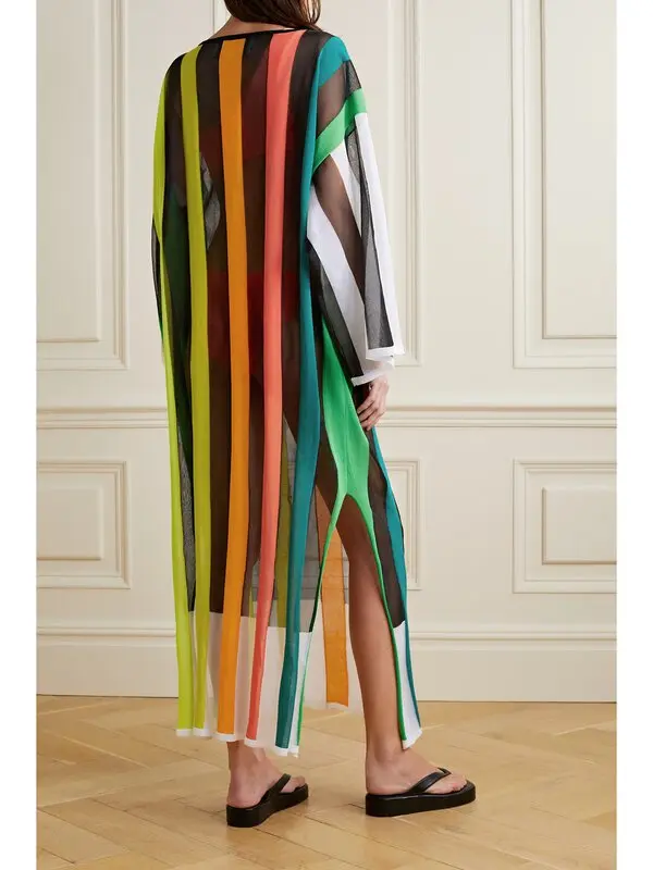 Christopher John Rogers Striped Knitted Maxi Dress