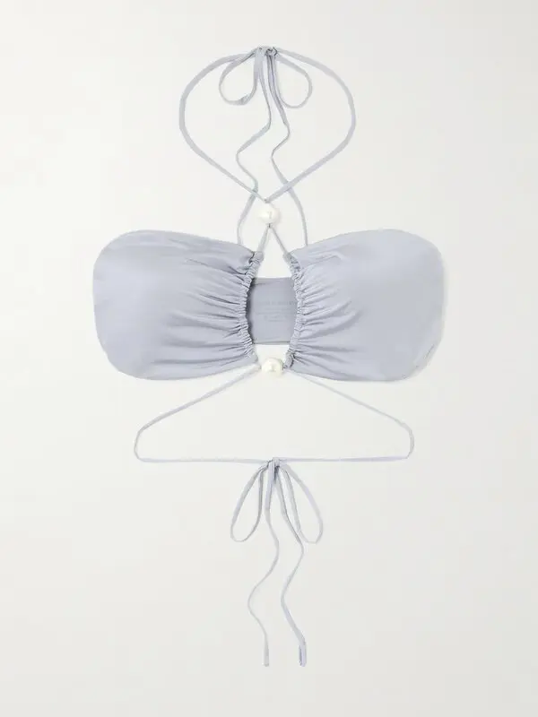 Magda Butrym Embellished Bikini Top - Gray