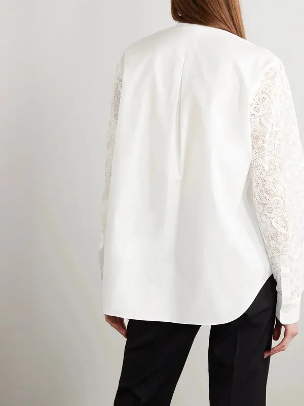 Loro Piana Ide" Cotton-poplin And Guipure Lace Shirt