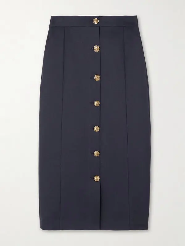 GOLDEN GOOSE Appliquéd Gabardine Midi Skirt