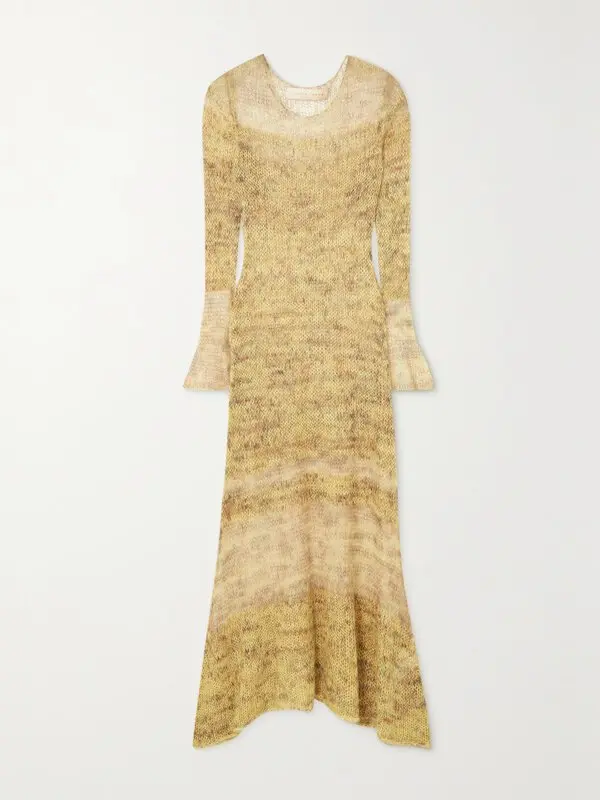 LUKHANYO MDINGI Mohair And Silk-blend Maxi Dress - Yellow
