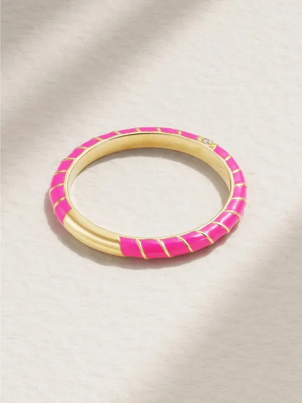 Yvonne Léon 9-karat Gold, Enamel And Diamond Ring