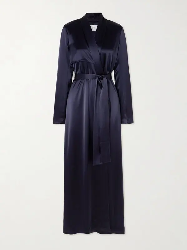 Galvan Belted Satin Trench Coat - Blue