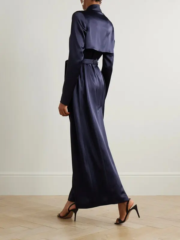 Galvan Belted Satin Trench Coat