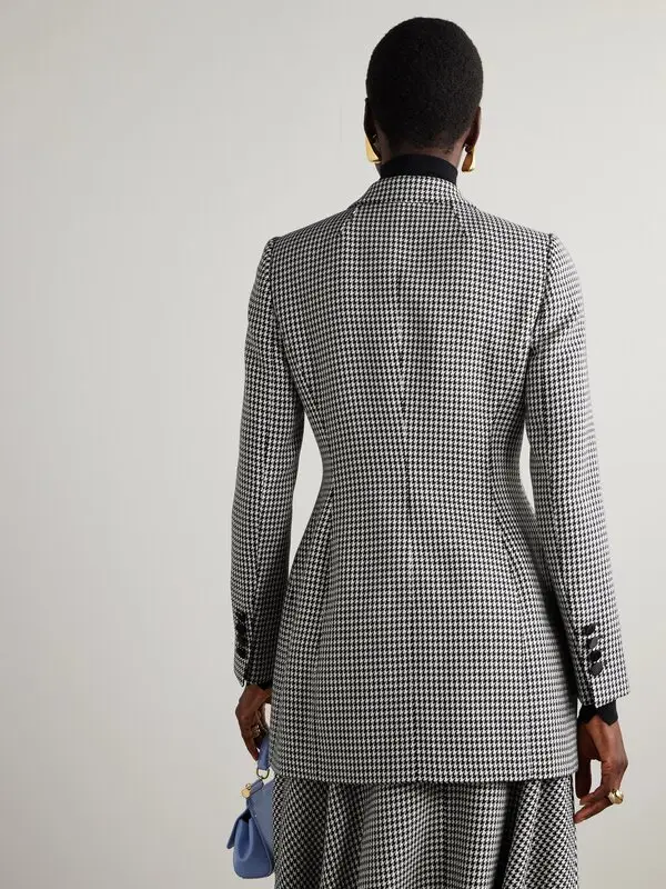 Dolce & Gabbana Double-breasted Houndstooth Wool-blend Blazer