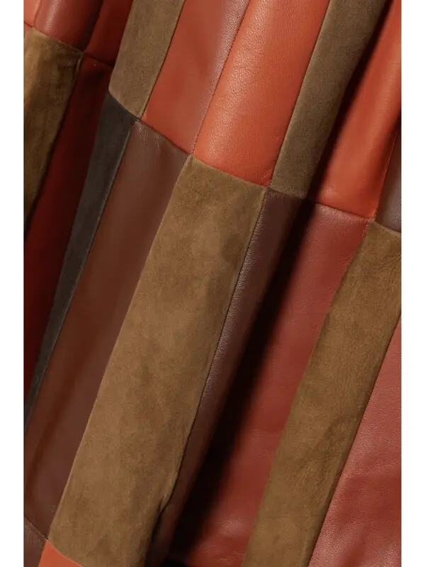 Gabriela Hearst Mayita Patchwork Suede And Leather Skirt