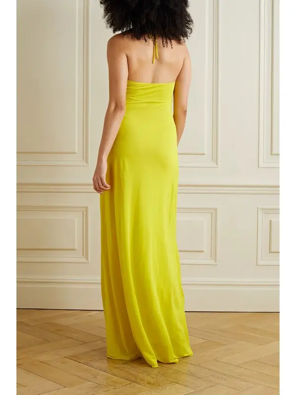 Etro Ruched Jersey Halterneck Maxi Dress