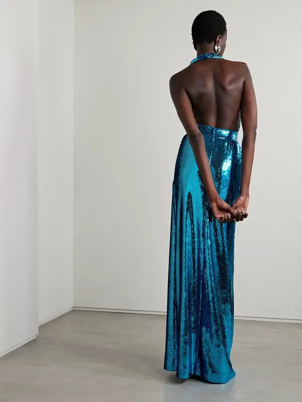 RODARTE Embellished Sequinned Tulle Halterneck Gown