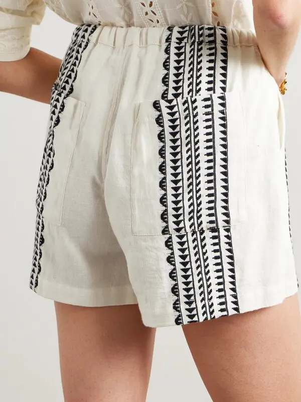 LEMLEM Safia Striped Cotton-blend Shorts - Neutrals