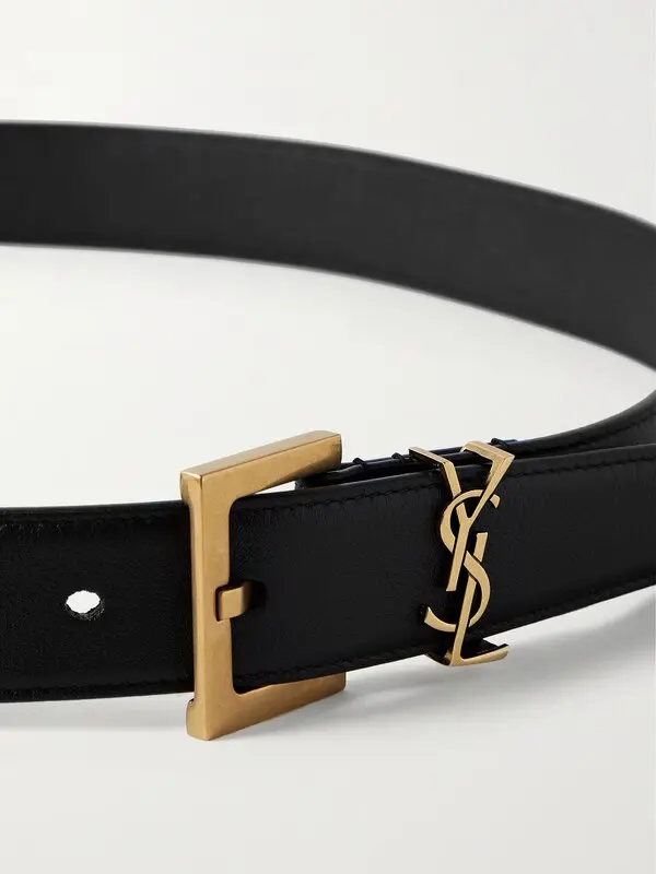 Saint Laurent Cassandre Embellished Leather Belt
