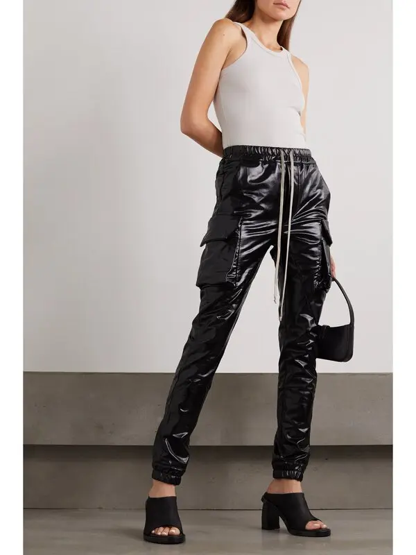 Rick Owens Mastodon Coated Cotton-blend Tapered Cargo Pants
