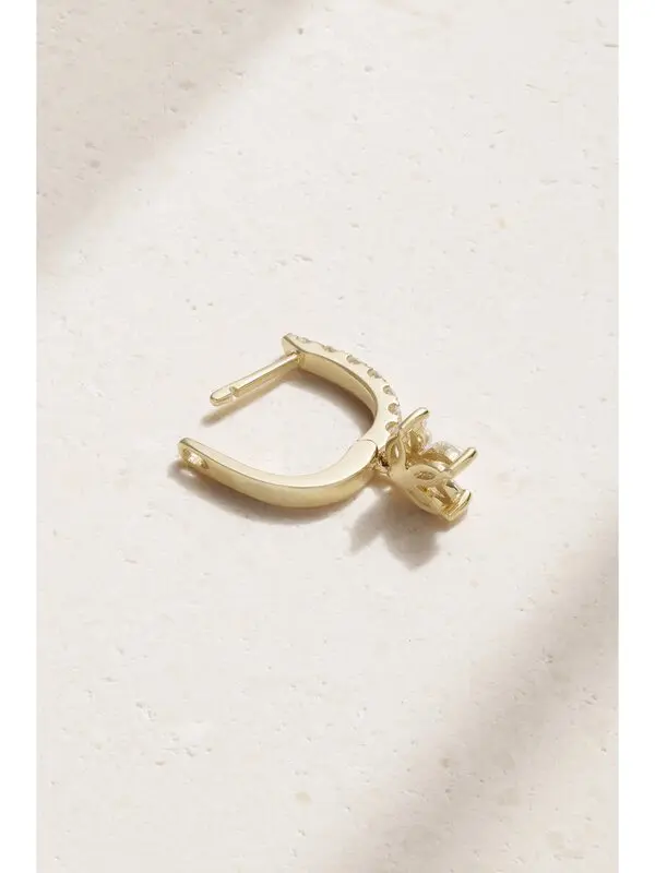 Jacquie Aiche 14 Karat Polished Diamond Single Hoop Earring