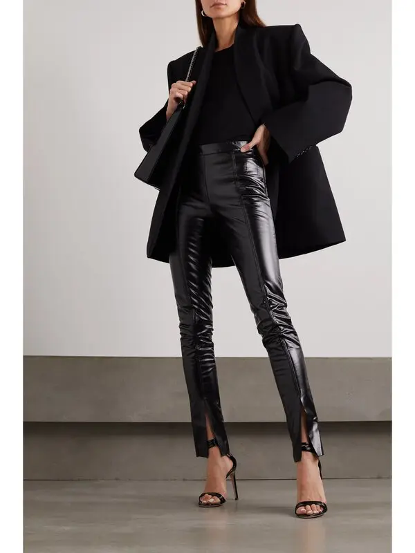 Rick Owens Coated Cotton-blend Skinny Pants