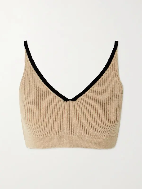 Loewe Ribbed Wool Bralette - Neutrals