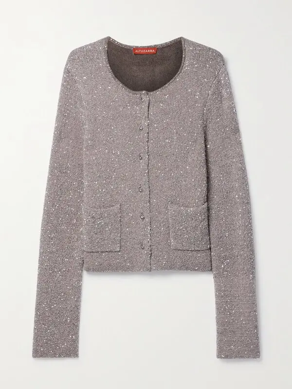 Altuzarra Welles Sequin-embellished Knitted Cardigan - Silver