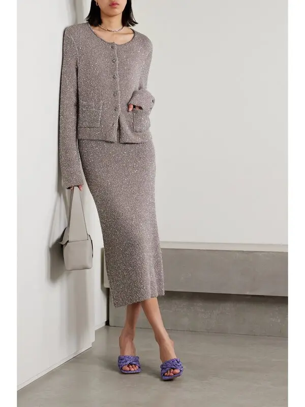 Altuzarra Welles Sequin-embellished Knitted Cardigan - Silver