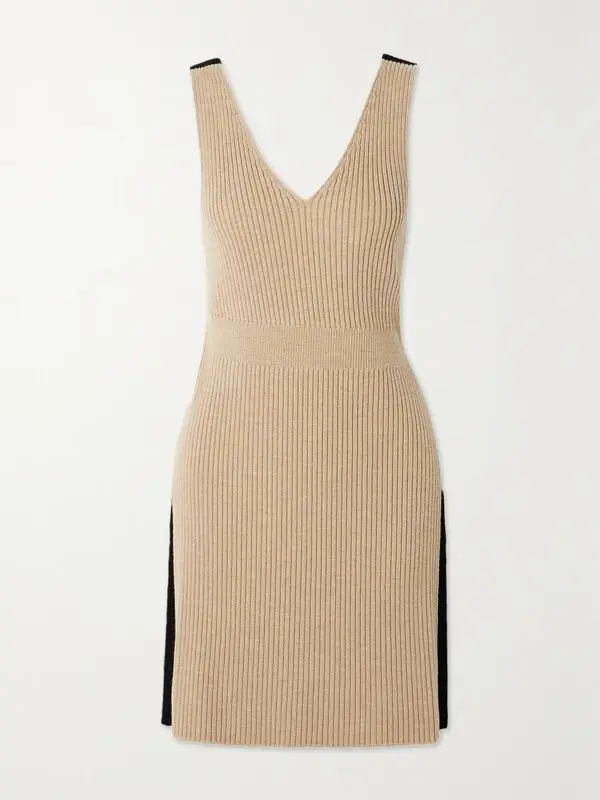 Loewe Backless Ribbed Wool Tunic - Neutrals