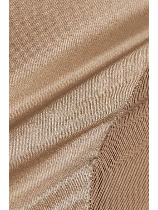 Spanx Shaping Mesh-trimmed Stretch-satin Thong Bodysuit