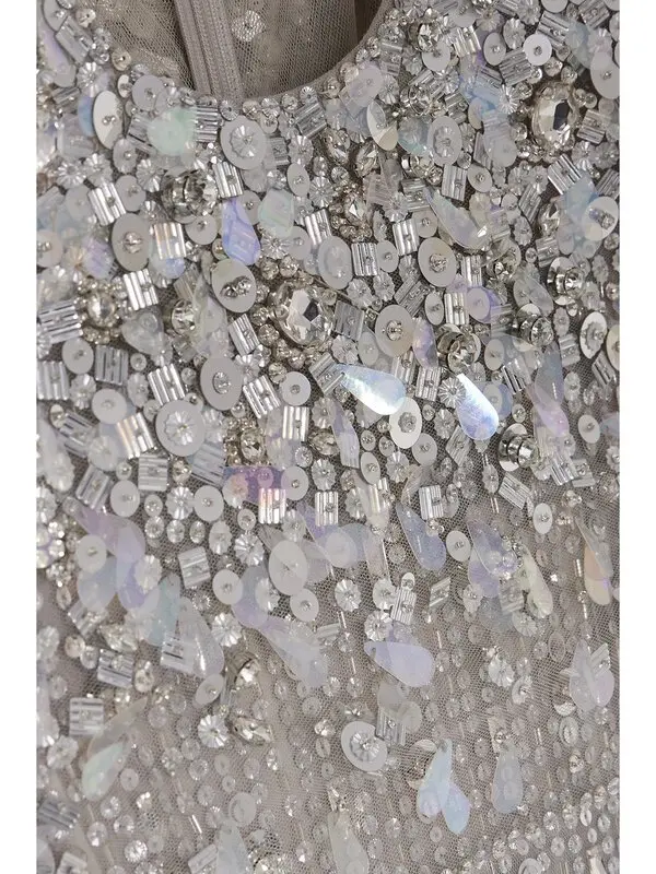 Jenny Packham Nettie Cape-effect Embellished Sequined Tulle Gown - Silver