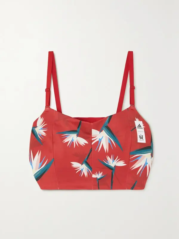 ADIDAS ORIGINALS Thebe Magugu Floral-print Stretch Recycled-jersey Sports Bra - Red