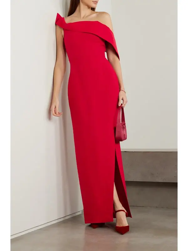 Roland Mouret One-shoulder Wool And Silk-blend Crepe Gown