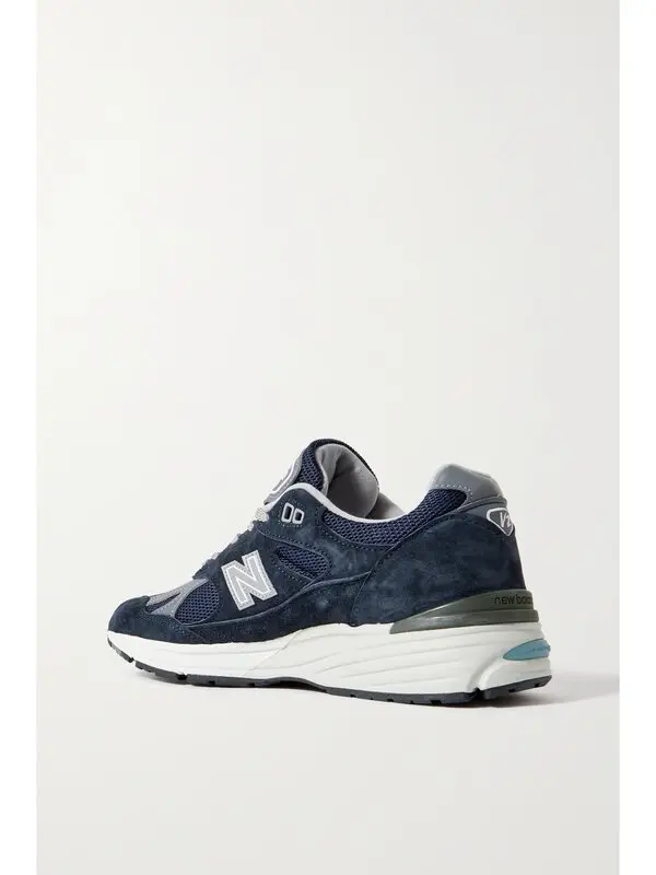 NEW BALANCE 991v2 Faux Leather-trimmed Suede And Mesh Sneakers - Blue