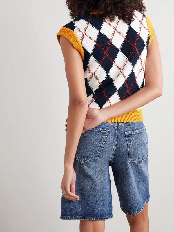 Guest In Residence Argyle Cotton-jacquard Vest - Multi