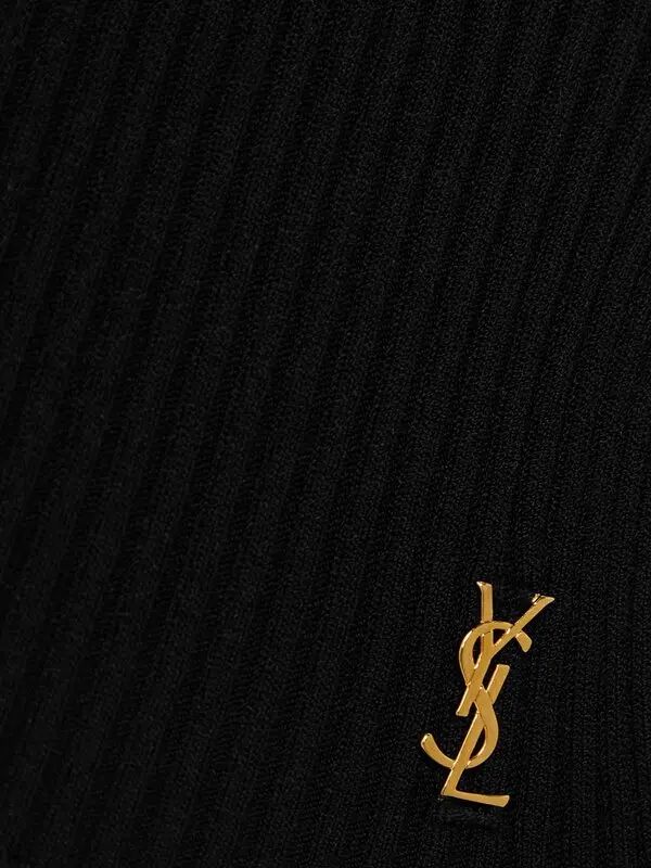 Saint Laurent Embellished Ribbed-knit Polo Sweater
