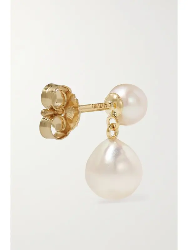 Mizuki 14-karat And Pearl Drop Earrings