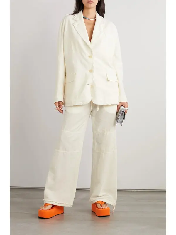 Acne Studios Frayed Cotton And Linen-blend Blazer