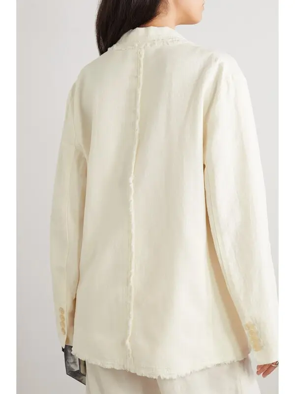 Acne Studios Frayed Cotton And Linen-blend Blazer