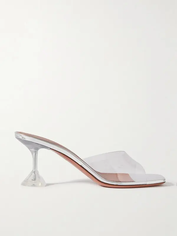 Amina Muaddi Lupita Glass Pvc Mules - Neutrals