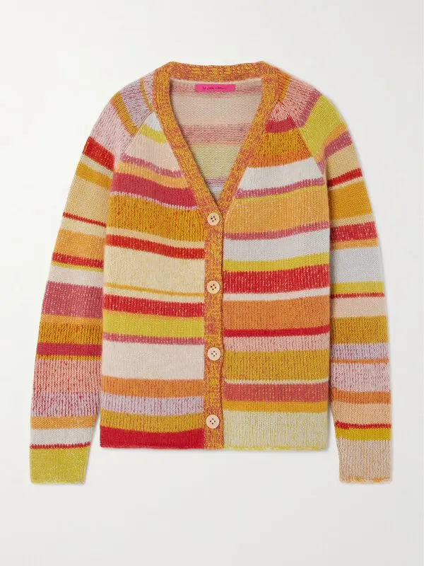 THE ELDER STATESMAN Striped Cashmere Cardigan - Multi