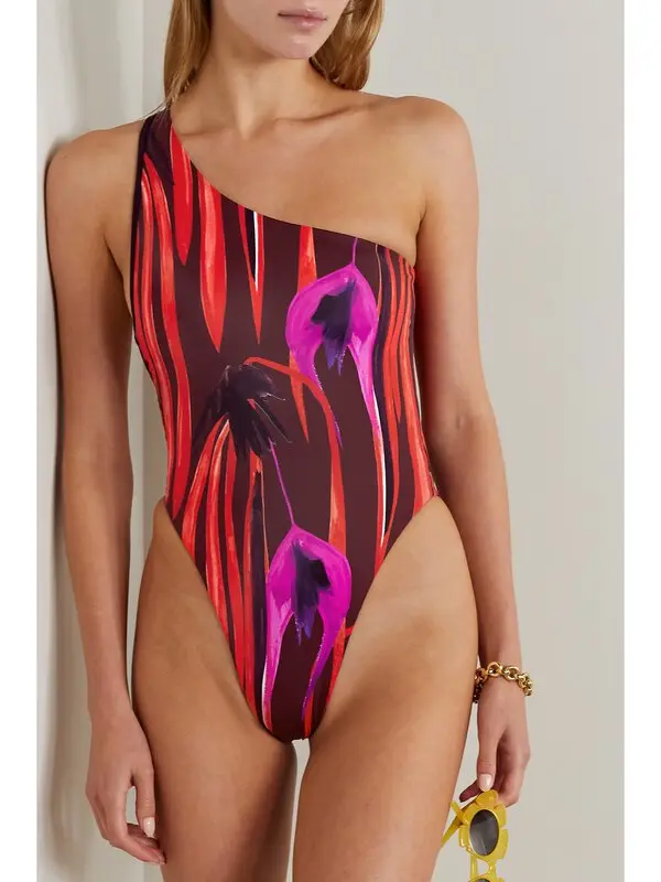 LOUISA BALLOU One-shoulder Recycled Swimsuit - Red