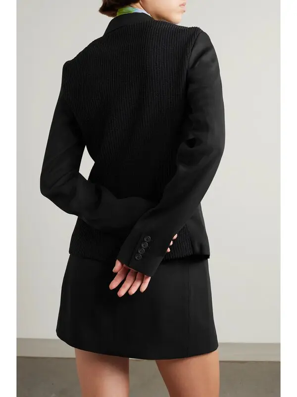 Acne Studios Wool-blend Crepe And Ribbed-knit Blazer
