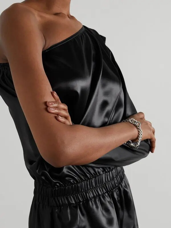 Rick Owens Convertible One-sleeve Satin Playsuit