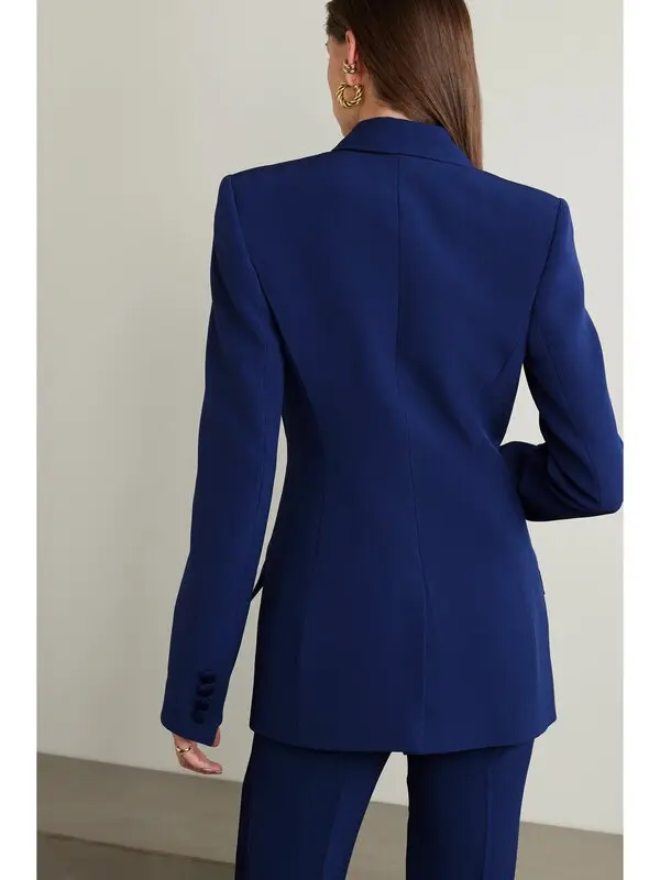 Safiyaa Wynnie Double-breasted Stretch-crepe Blazer With Satin Trim