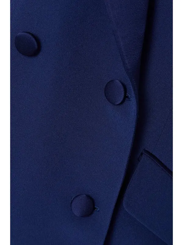 Safiyaa Wynnie Double-breasted Stretch-crepe Blazer With Satin Trim