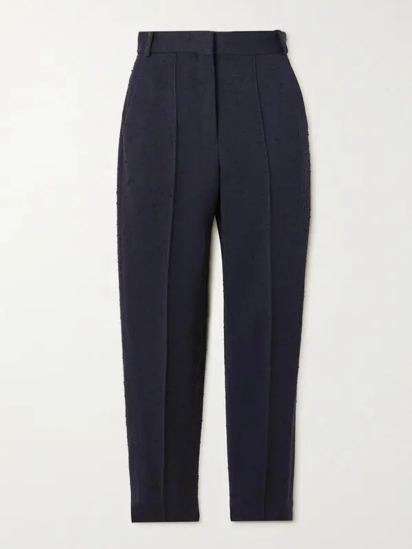 Tory Burch Pleated Wool-blend Tapered Pants