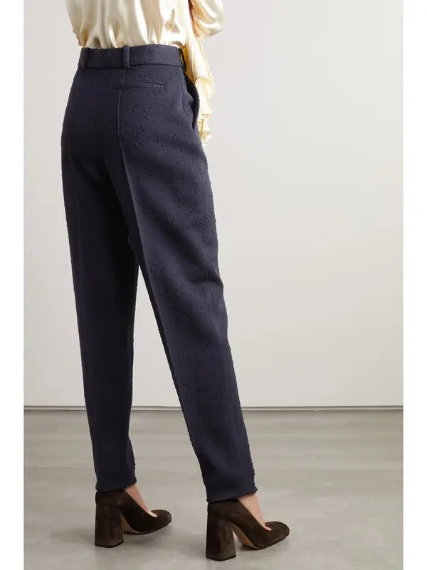 Tory Burch Pleated Wool-blend Tapered Pants