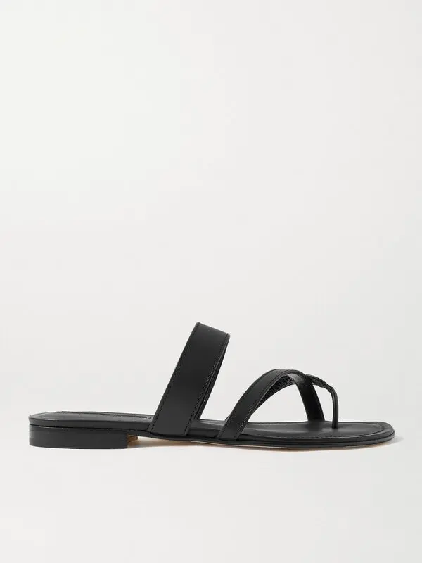 Manolo Blahnik Susa Leather Sandals - Black