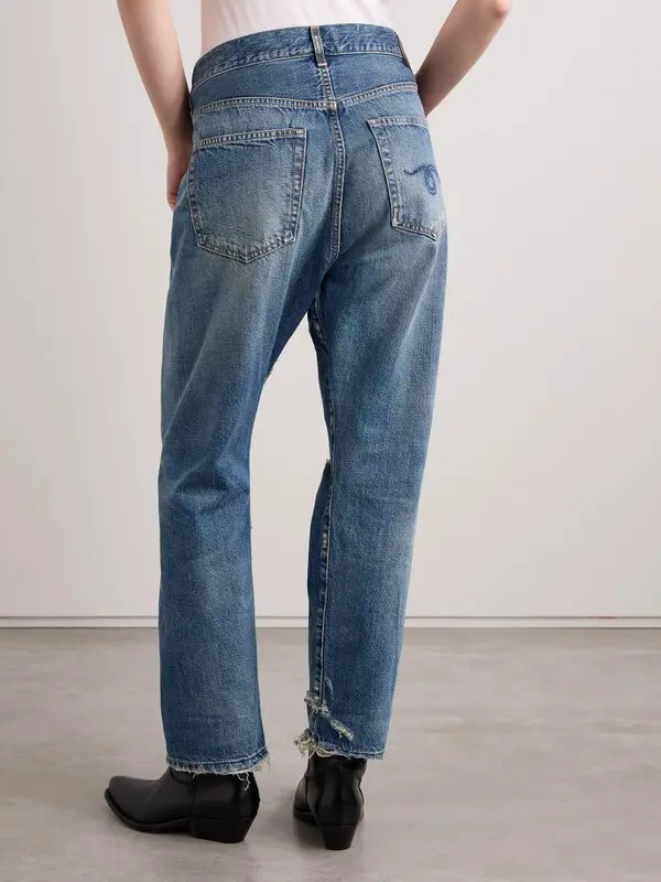 R13 Crossover Asymmetric Distressed Boyfriend Jeans