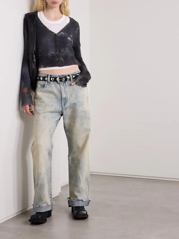R13 X-bf Frayed Wide-leg Jeans