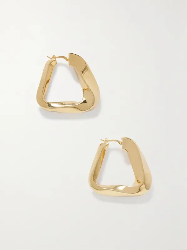 Bottega Veneta Plated Sterling Silver Hoop Earrings - Gold