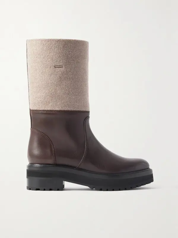 Gabriela Hearst Aidan Paneled Cashmere And Leather Boots - Brown